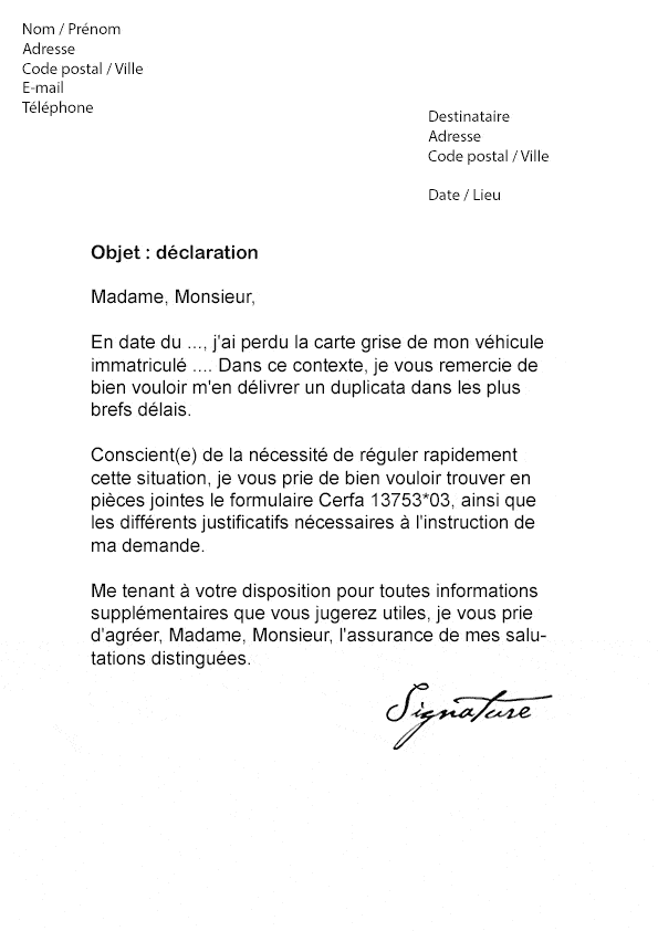 Comment ecrire une lettre de déclaration de perte ? - Philippe Bredif Comment ecrire une lettre de déclaration de perte ? - Philippe Bredif